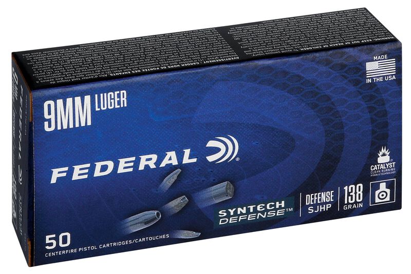 Buy Syntech Defense 9mm Luger Ammo | 138 Grain, 1050 FPS | Federal