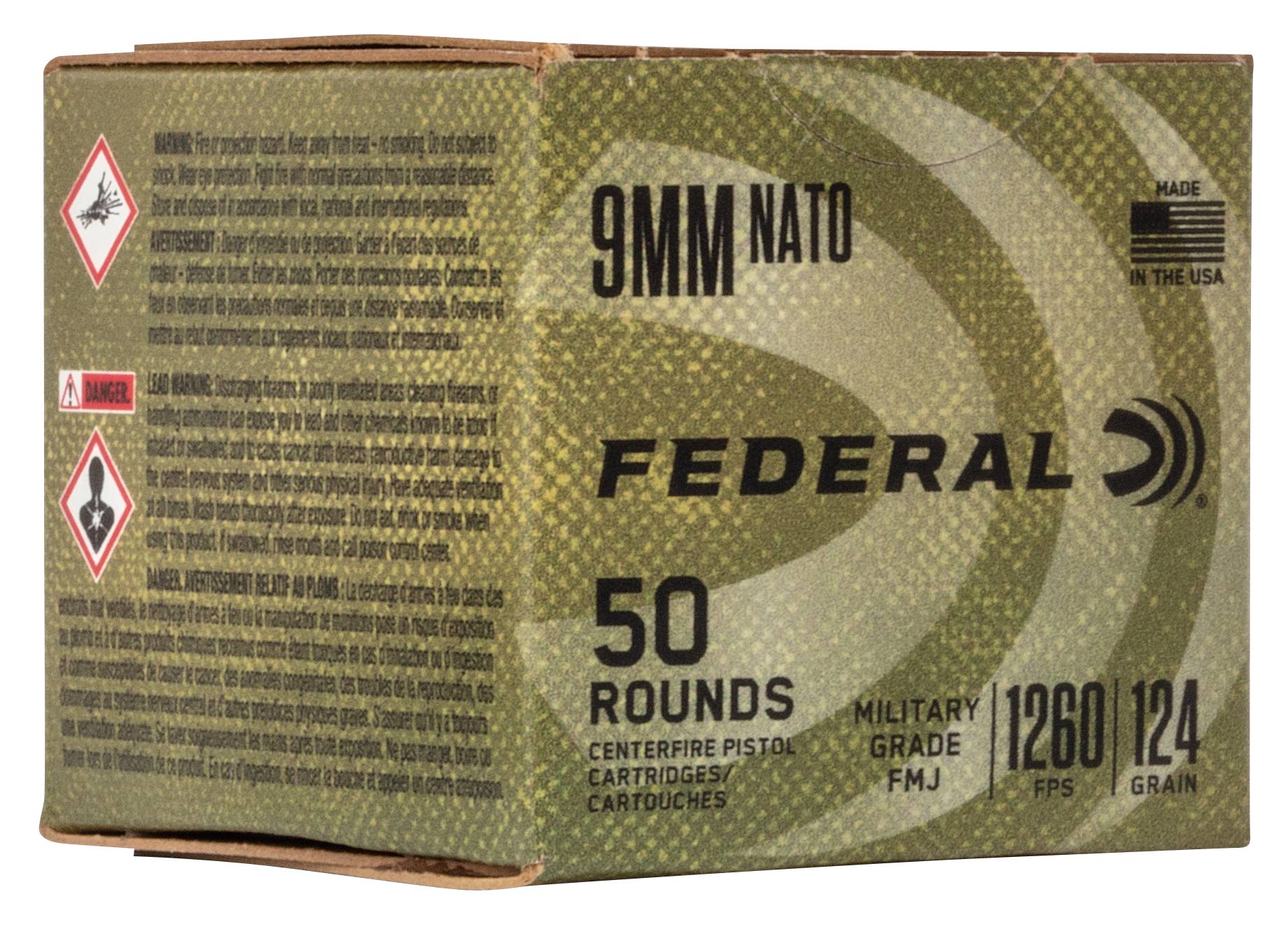 Buy Military Grade 9mm NATO Ammo | 124 Grain, 1260 FPS | Federal