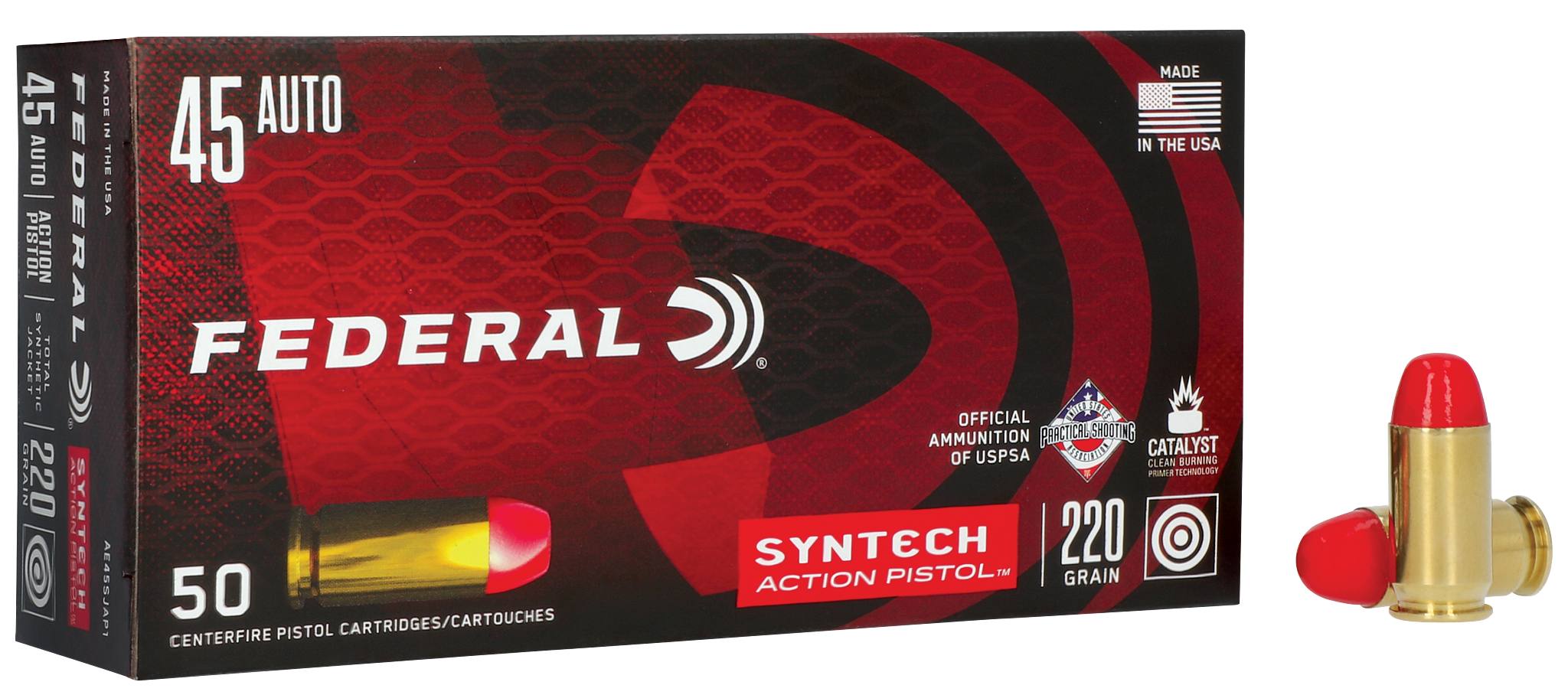 Buy Syntech Action Pistol 45 Auto Ammo | 220 Grain, 795 FPS | Federal