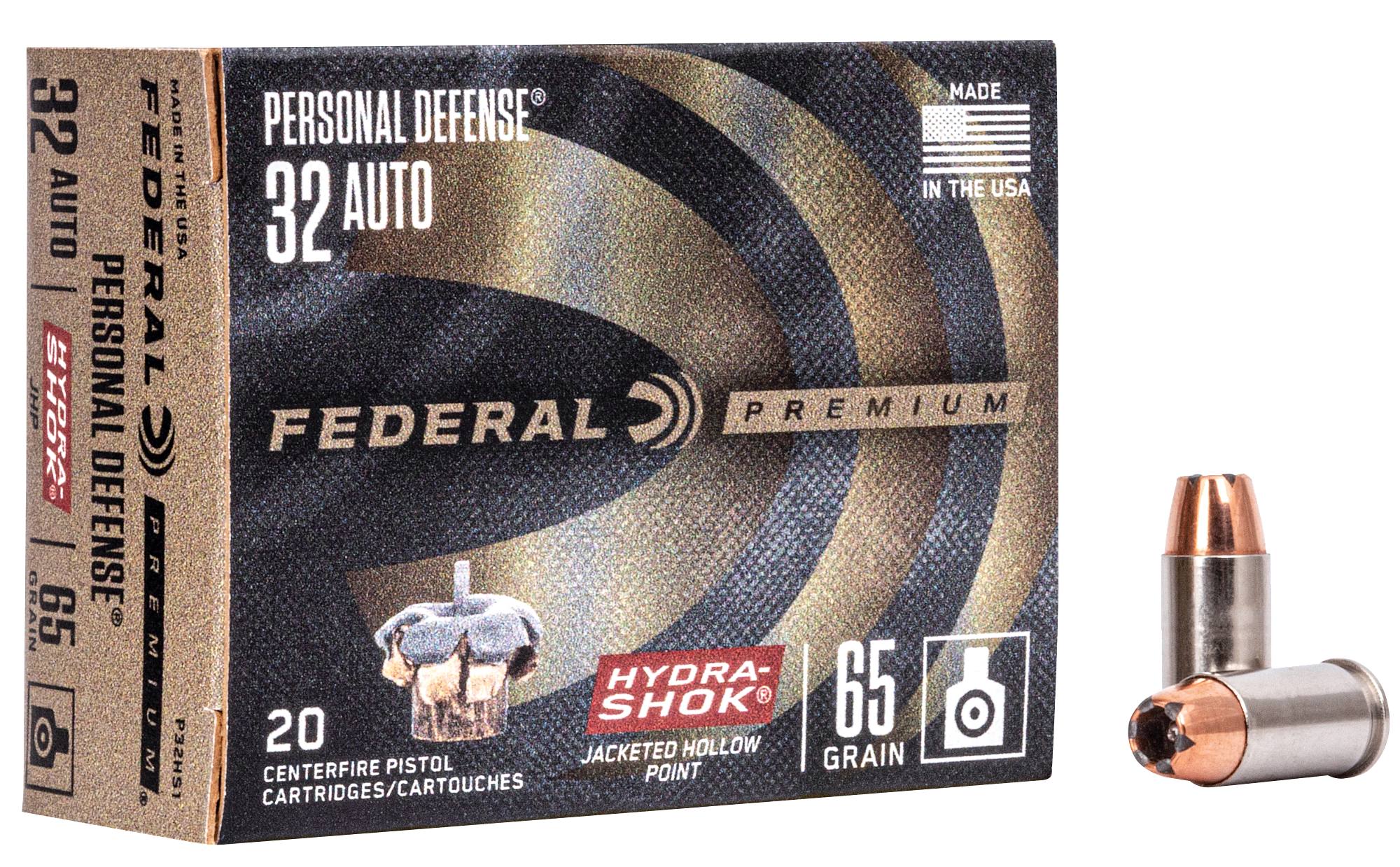 Buy Personal Defense Hydra-Shok 32 Auto Ammo | 65 Grain, 925 FPS | Federal