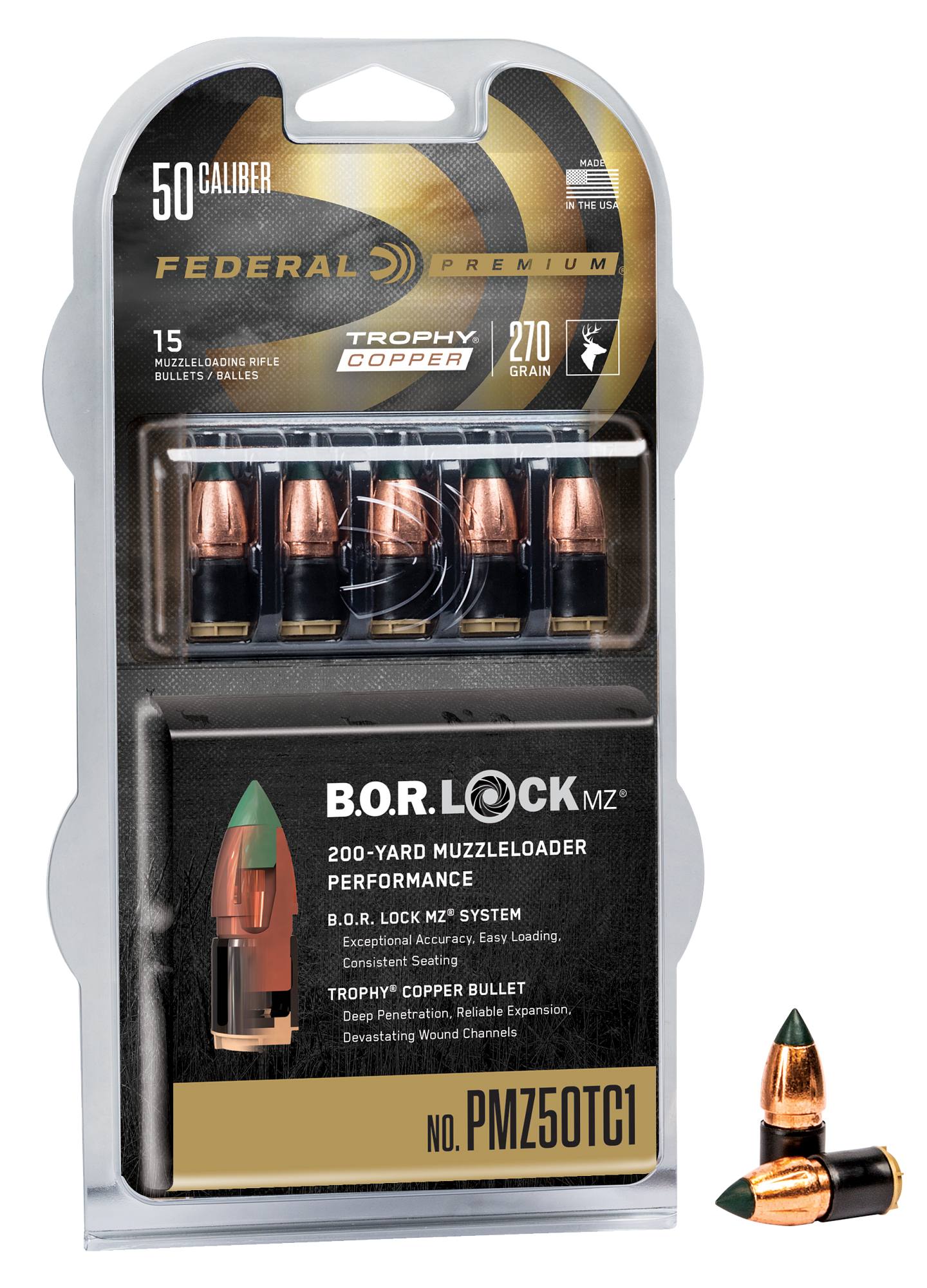 Buy Trophy Copper Muzzleloader Bullet, .50, 270 Grain | Federal