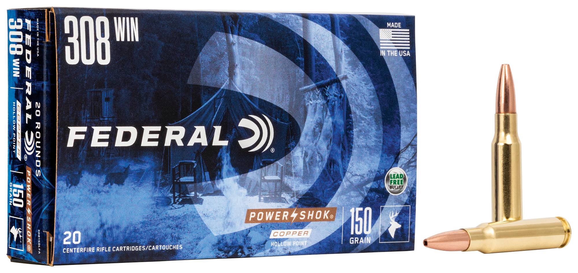 Buy Power-Shok Copper Rifle 308 Win Ammo | 150 Grain, 2820 FPS | Federal